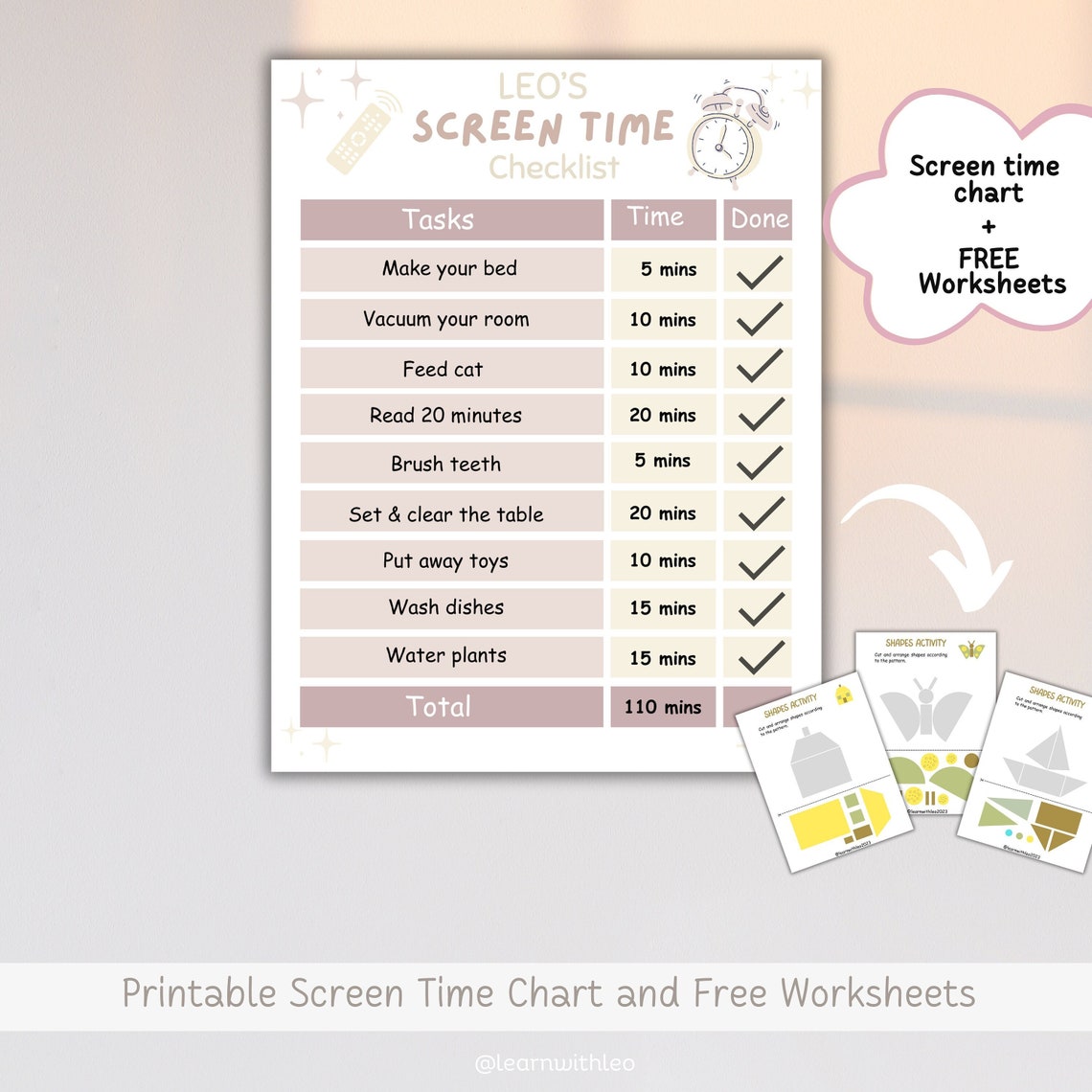Editable Chore Chart for Kids Printable Personalized Chart Kids Daily ...