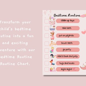 Bedtime Routine Chart for Girls / Toddler Routine / Editable / Custom ...