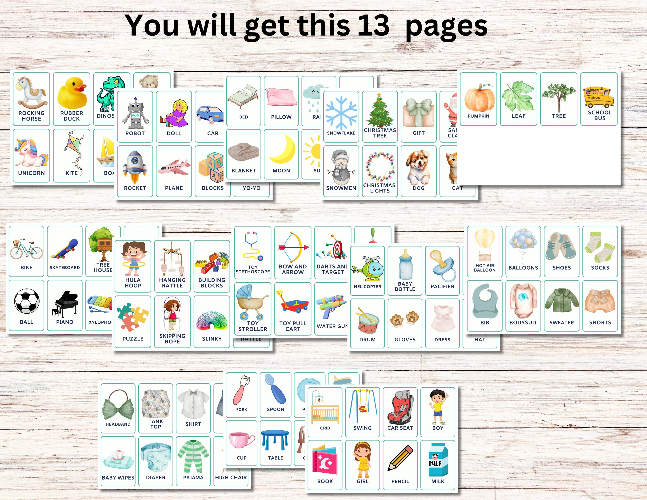 Set of 100 Flashcards for Kids Printable Flashcards - Etsy