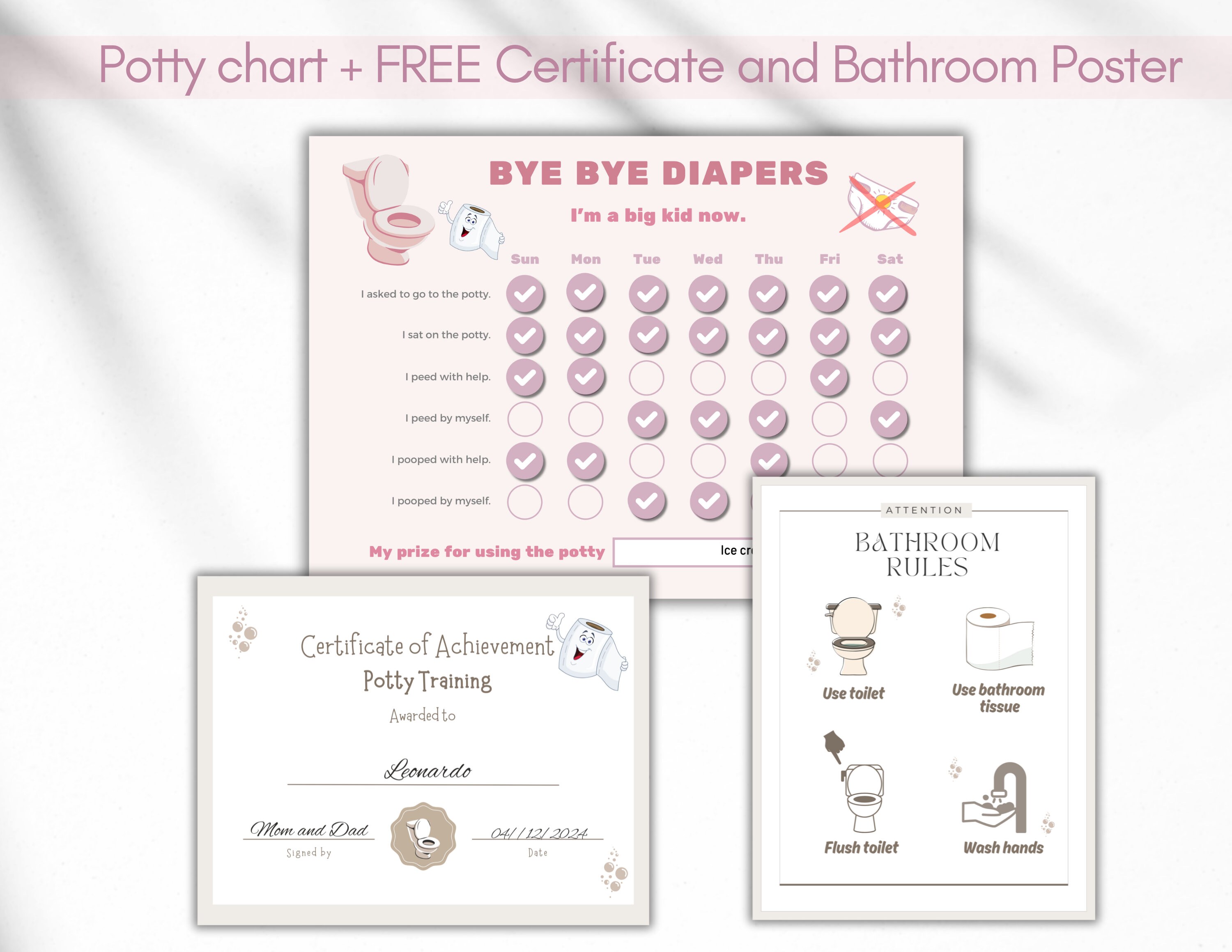 Potty Chart, Potty Training, Toilet Training Reward Potty Training ...