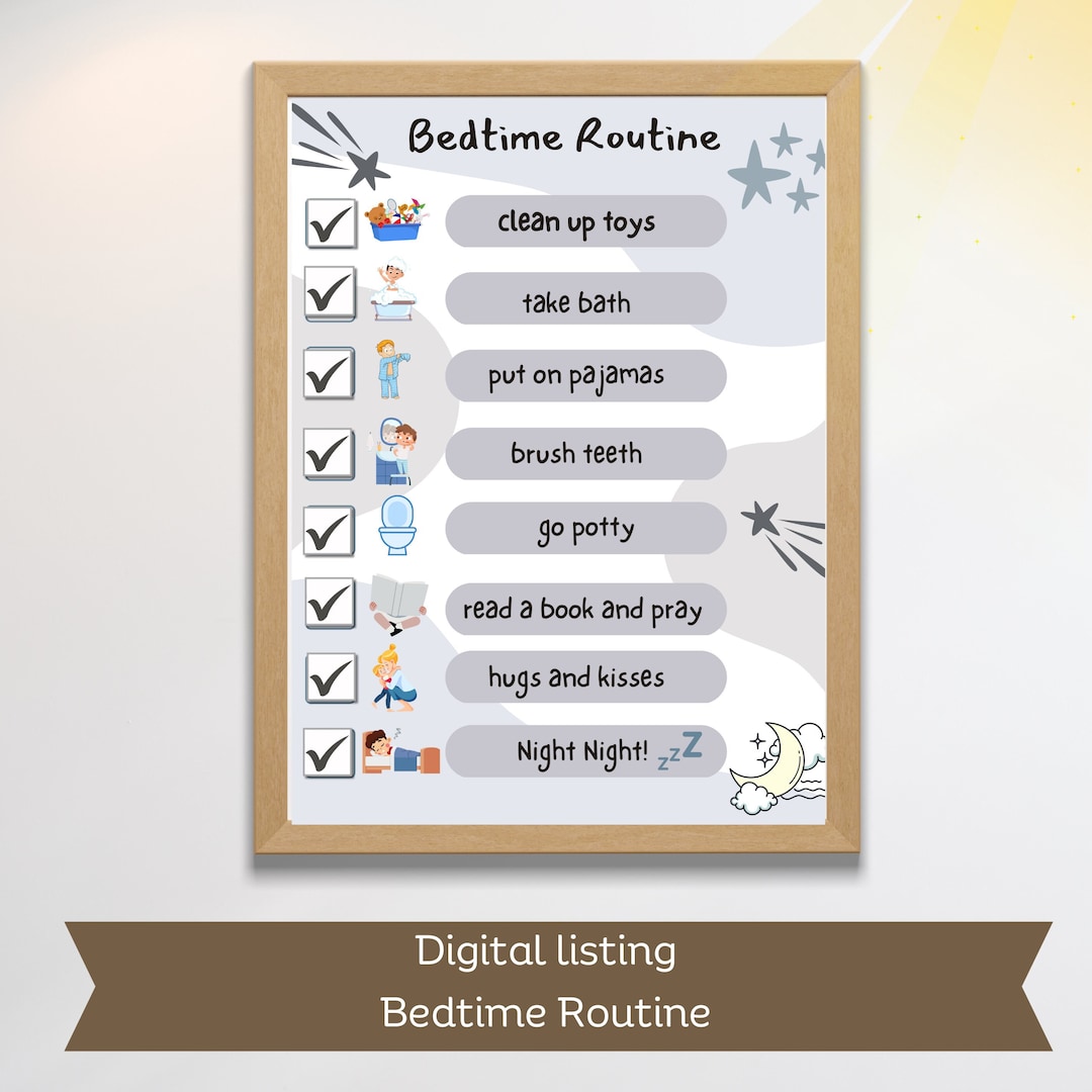 Printable Boys Bedtime Routine Chart - Etsy