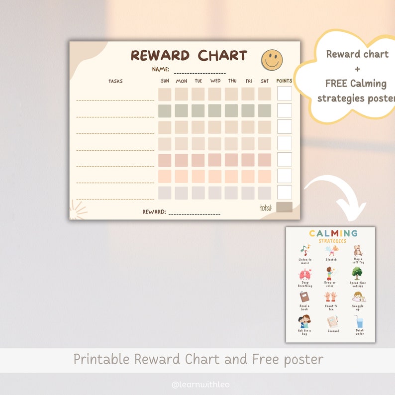 Editable Reward Chart for Kids Printable Kids Daily Weekly ...