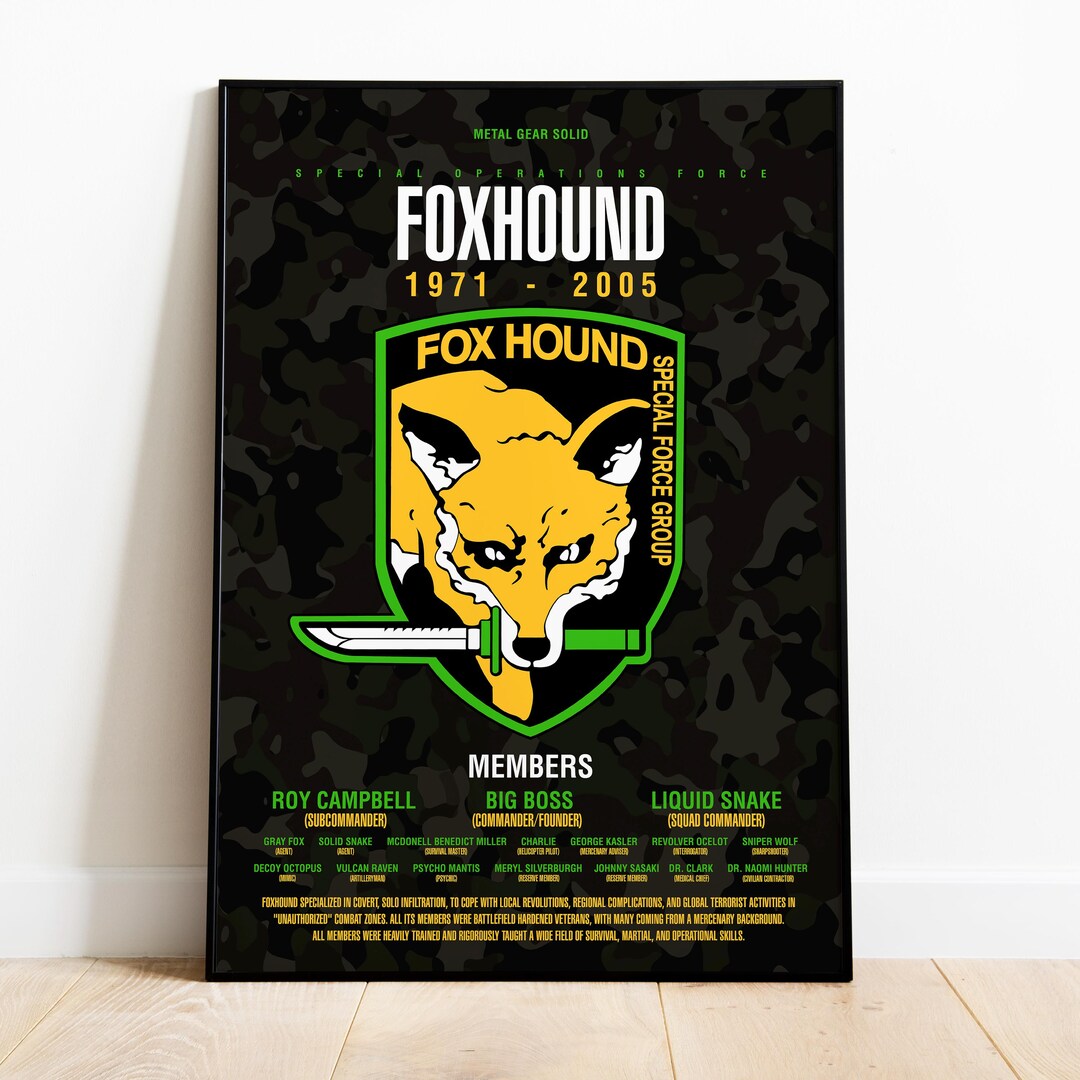 FOXHOUND Metal Gear Solid Art Inspired Poster, Printable Ready Download ...