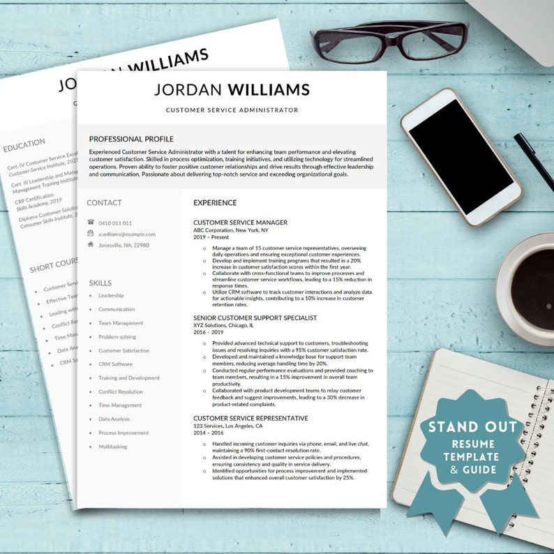 Stand Out Resume Template & Guide: Career CV (word .doc) - Etsy