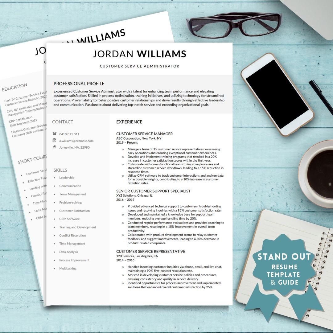 Stand Out Resume Template & Guide: Career CV (word .doc) - Etsy
