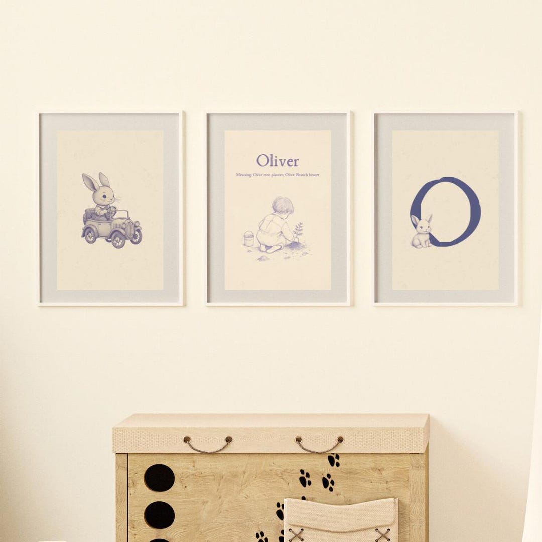 OLIVER Vintage Storybook Nursery Wall Art for Boys Oliver Name Print ...