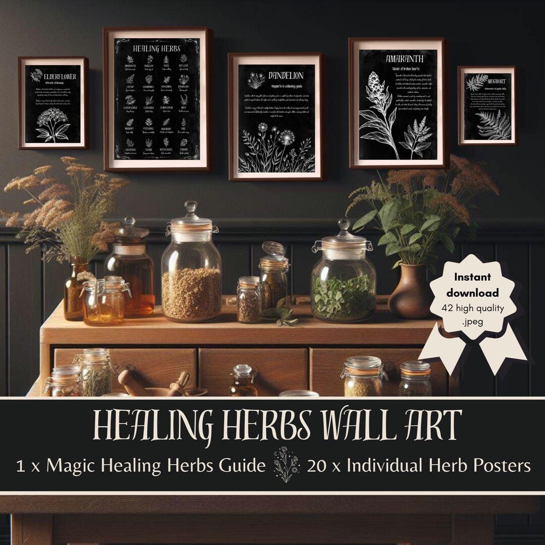 Healing Herb Digital Poster Bundle | Wall Art Decor | Witchcraft ...