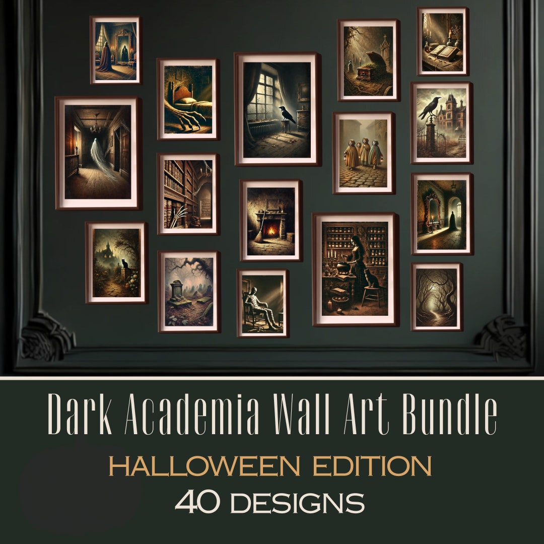 Dark Academia Decor Halloween Gallery Wall Set Bundle | Moody Gallery ...