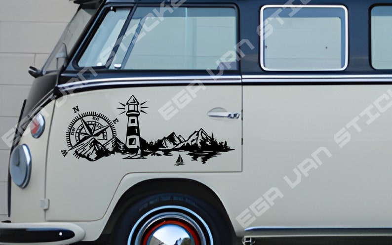 Bumper Sticker Compass, Lighthouse, Mountains & Sea Infinite Sticker ...