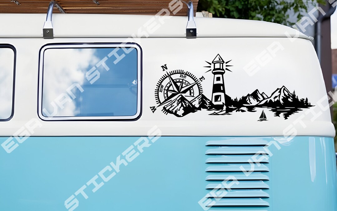 Bumper Sticker Compass, Lighthouse, Mountains & Sea Infinite Sticker ...