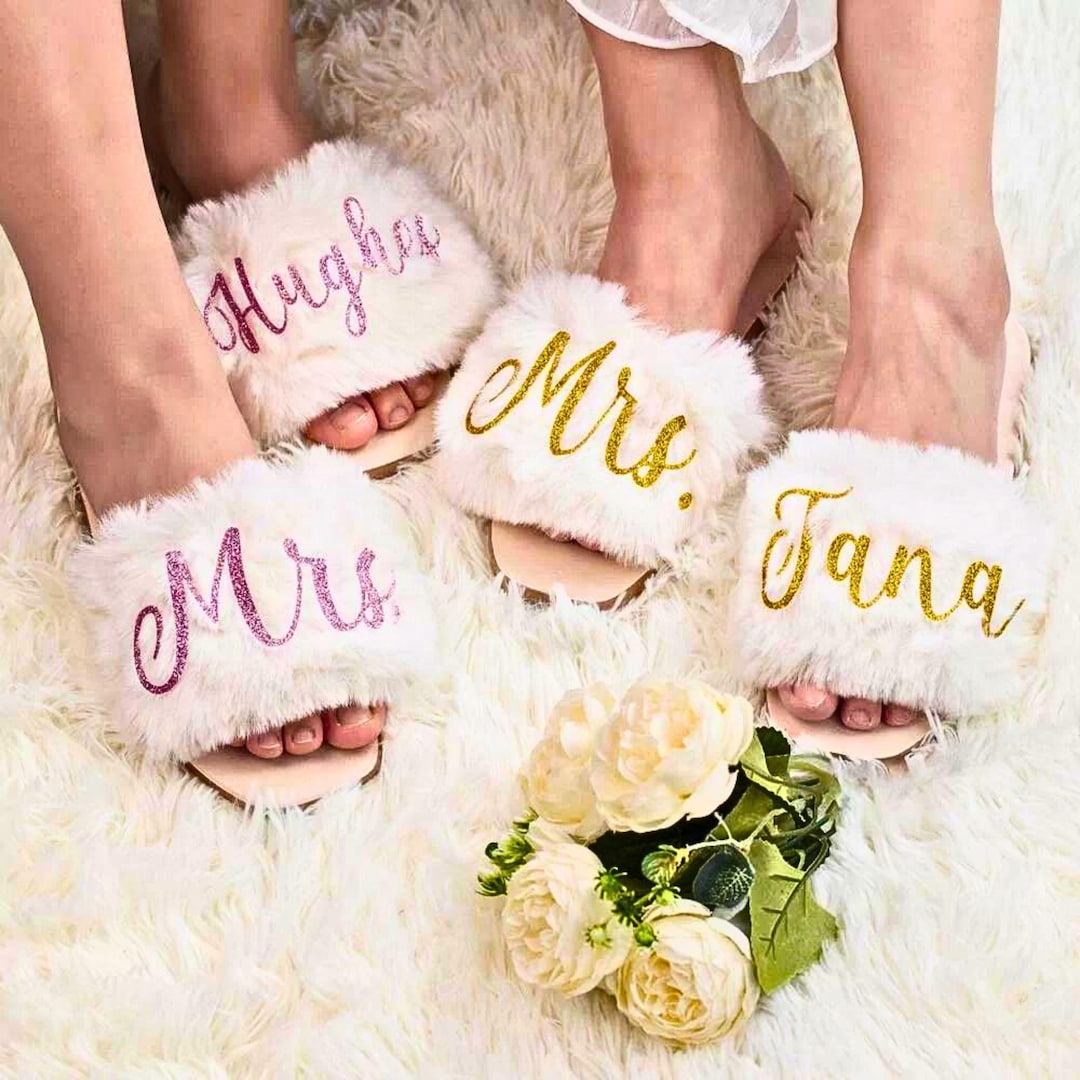Personalized Bridal Slippers, Customized Bridal Slippers, Custom Bridal ...