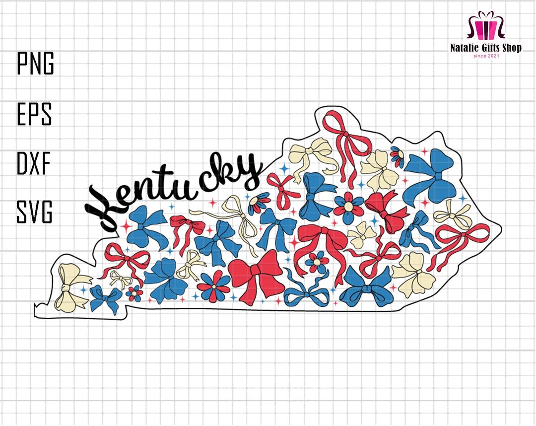 Kentucky Map Bow Svg, Freedom Svg, 4th of July Svg, USA Patriotic Svg ...