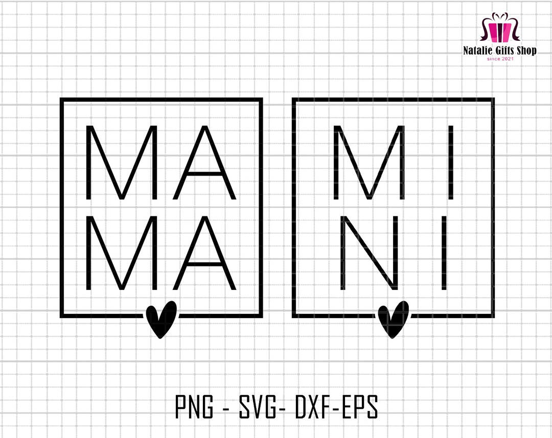 Mama and Mini Heart Svg, Mom and Daughter Heart Svg, Silhouette Mom and ...