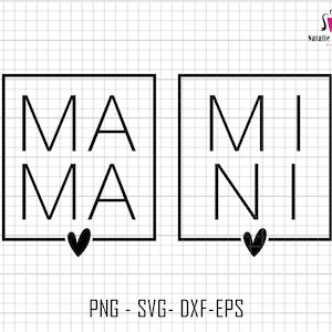 Mama and Mini Heart Svg, Mom and Daughter Heart Svg, Silhouette Mom and ...