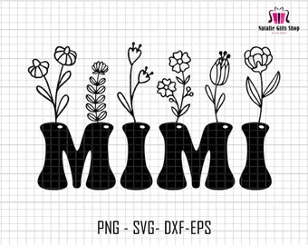 Mimi Flower Svg Design, Floral Mimi Svg, Retro Mimi Svg, Mimi ...