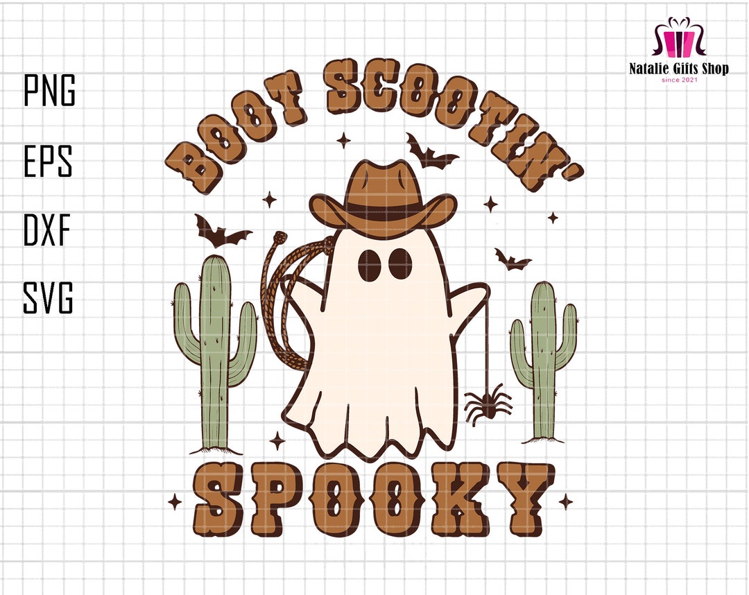 Boot Scootin' Spooky Svg, Retro Halloween, Cowboy Ghost Svg, Western ...