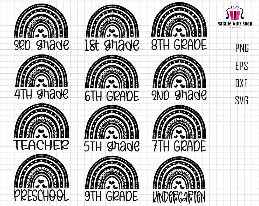 Back to School Svg Bundle, First Day of School Svg, Boho Rainbow Svg ...