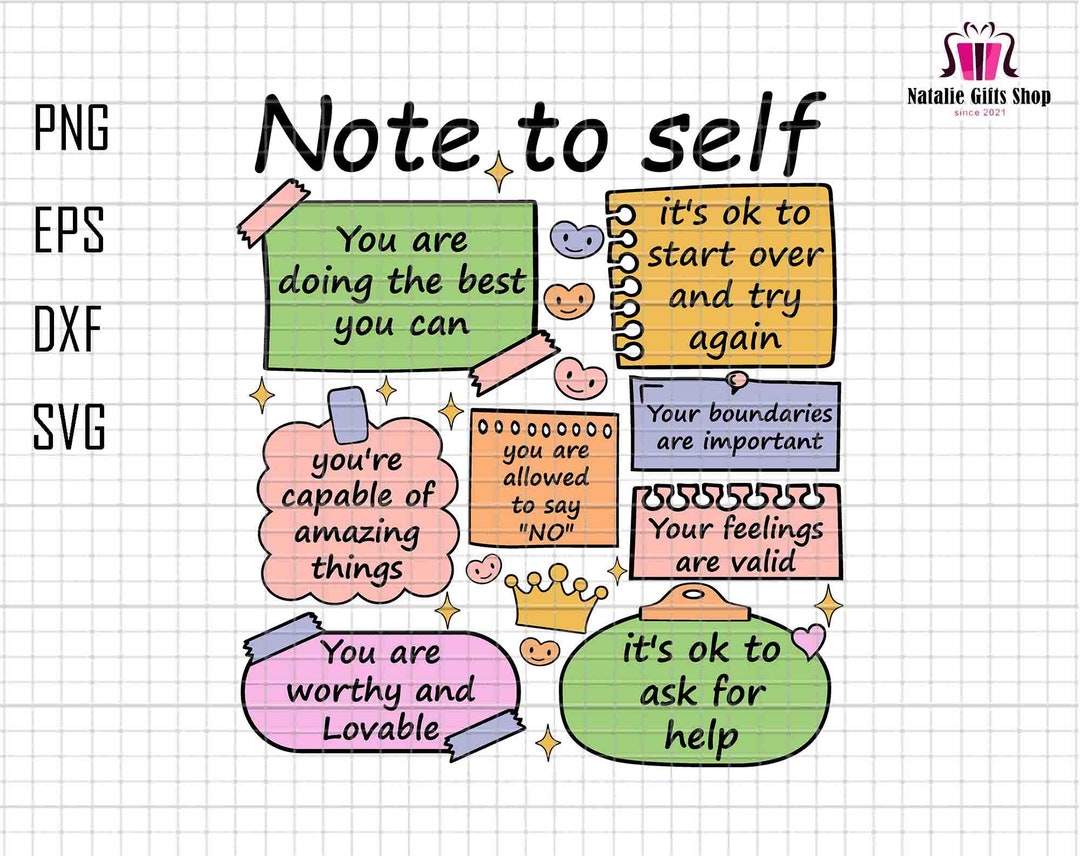 Note to Self Svg, Retro Motivational Svg, Positive Vibes Gift, Be ...