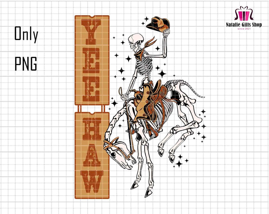 Yee Haw PNG, Retro Halloween Png, Western Halloween Png, Skeleton ...