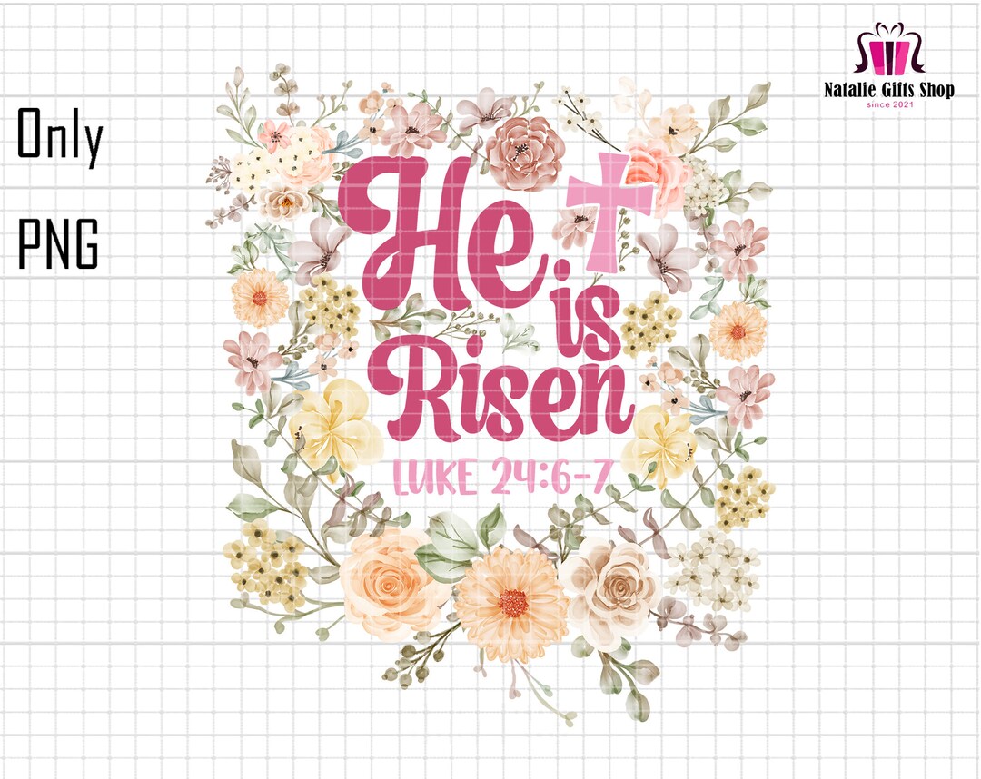 He is Risen Png, Luke 24 6 7, Retro Easter Doodle Png, Easter Christian ...