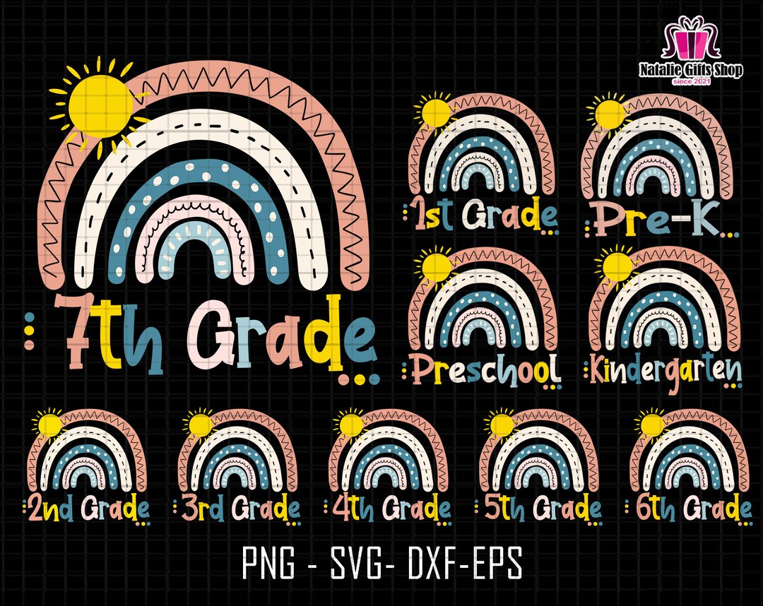 Back to School Svg Bundle, Boho Rainbow Svg, Kindergarten, 1st Day of ...