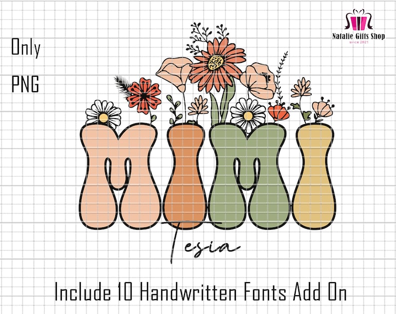 Personalized Mimi Floral Png File Custom Children's Names - Etsy