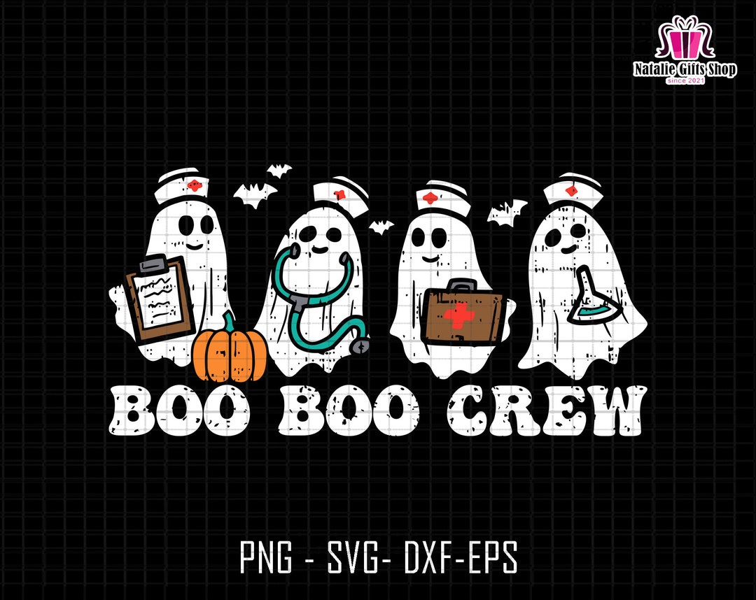 Boo Boo Crew Svg, Retro Halloween Svg, Ghost Nurse Svg, Cute Ghost Svg ...