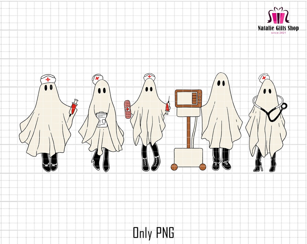 Cute Ghost Png Bundle, Nurse Ghost Png, Nurse Halloween, Nursing ...