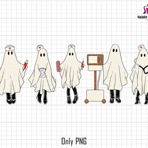 Cute Ghost Png Bundle, Nurse Ghost Png, Nurse Halloween, Nursing ...