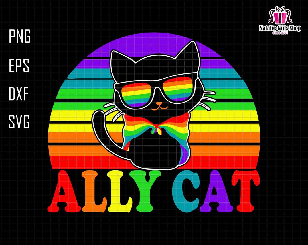 LGBT Ally Cat Be Kind Svg, Gay Rainbow Svg, Funny LGBTQ Svg, Ally Cat ...