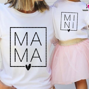 Mama and Mini Heart Svg, Mom and Daughter Heart Svg, Silhouette Mom and ...