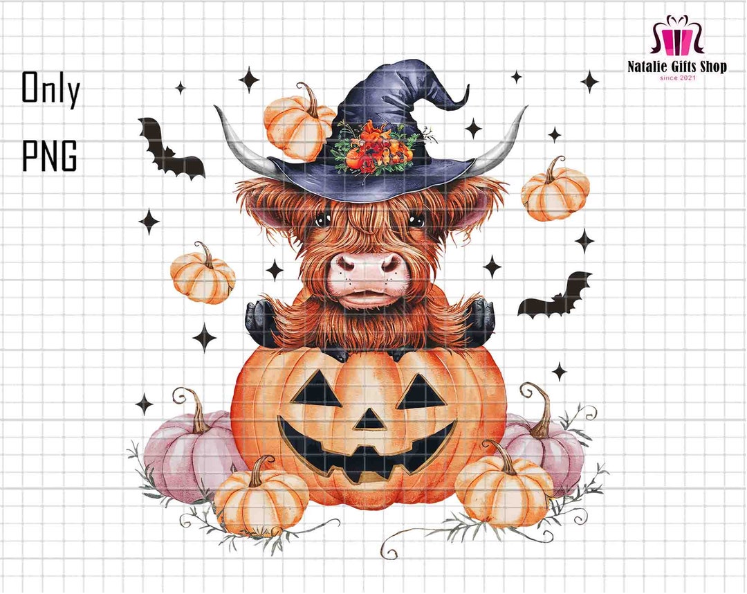 Highland Cow Halloween Png, Spooky Pumpkin Png, Bull Sheet Png, Ghost ...