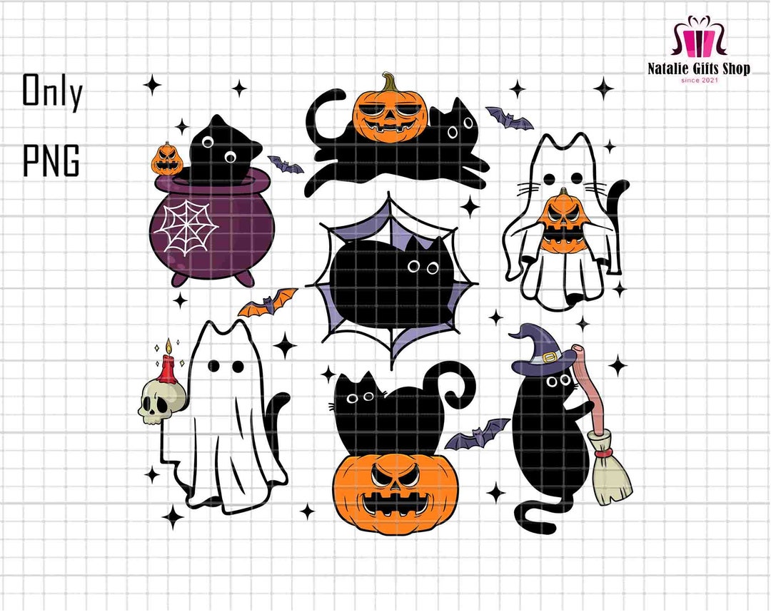 Black Cat and Pumpkin Png, Cute Halloween Pumpkin Png, Halloween Cat ...
