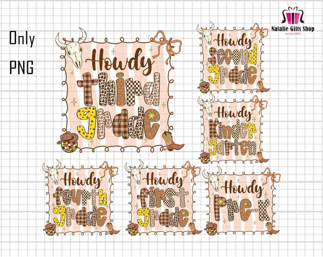 Howdy School Png Bundle, Pre-k to 5th Grade Png, Western School Png ...