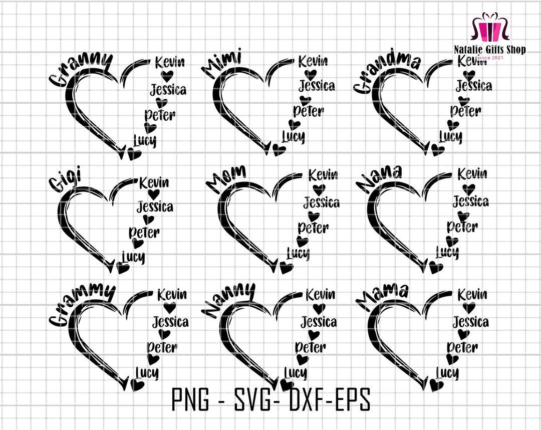 Custom Heart Grandkid Name Svg, Mother Svg Bundle, Personalized Mama ...