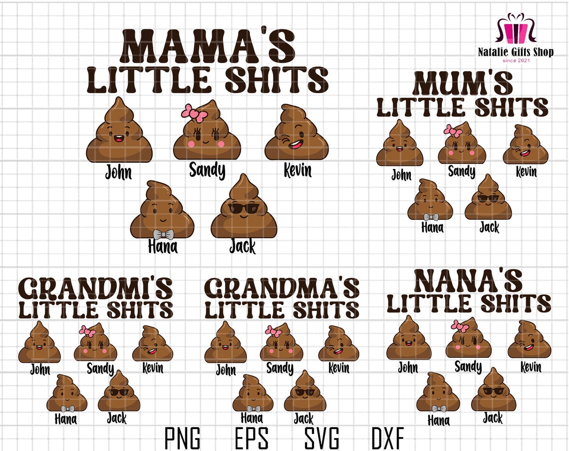 Personalized Mama's Little Sh*ts Svg Bundle, Mum Grandmi Grandma Nana ...