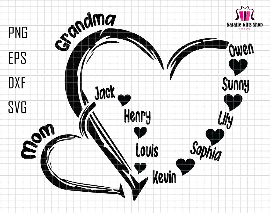 Personalized Kid Name Gift for Grandma Svg, Custom Grandma,mom Kid Name ...