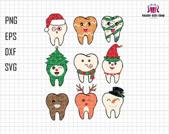 Retro Christmas Teeth Svg, Dentist Xmas Svg, Dentist Tree Tooth Tree ...
