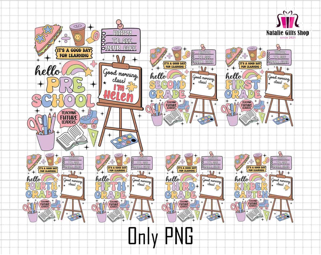 Personalized Hello School Png Bundle Png, Custom Name, Pre K ...