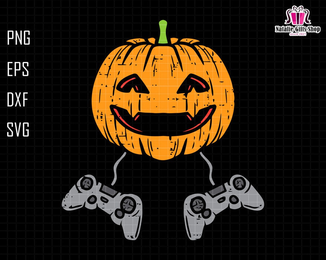 Pumpkin Controller Svg, Pumpkin Gaming, Funny Pumpkin Svg, Retro ...