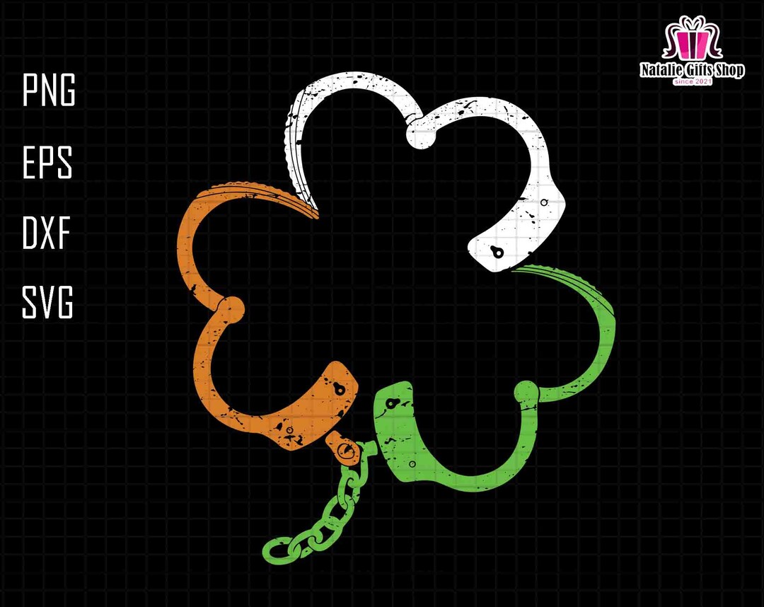 Police Handcuffs Svg, Saint Patricks Day Svg, Clover Shamrock Svg, 3 ...