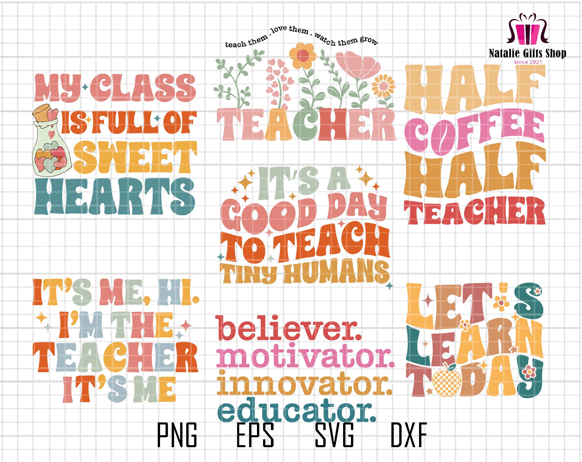 Retro Teacher Svg Bundle, Teach Svg, Teacher Life Svg, Teacher ...