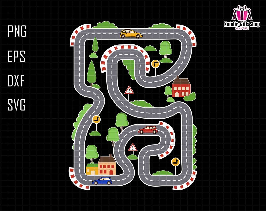 Dad Car Track Svg, Play Car Race on Dad Svg, Mat Road Car Race Track ...