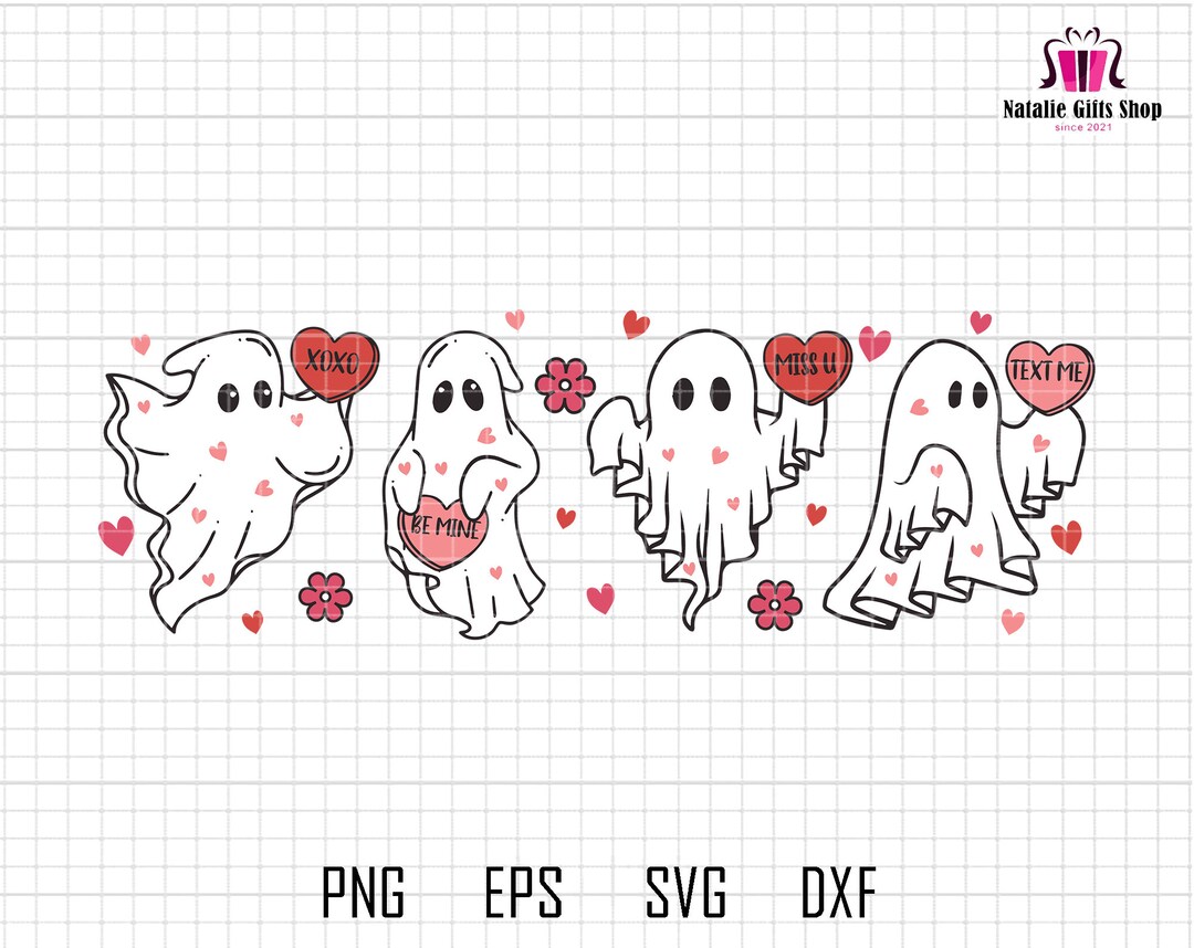 Cute Ghost Valentine Svg, Xoxo Svg, Be Mine Svg, Miss You Svg, Will You Be My Boo, Girl Ghost ...