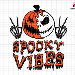 Spooky Vibes Svg, Smiley Face Svg, Halloween Retro Svg, Skeleton Shand ...