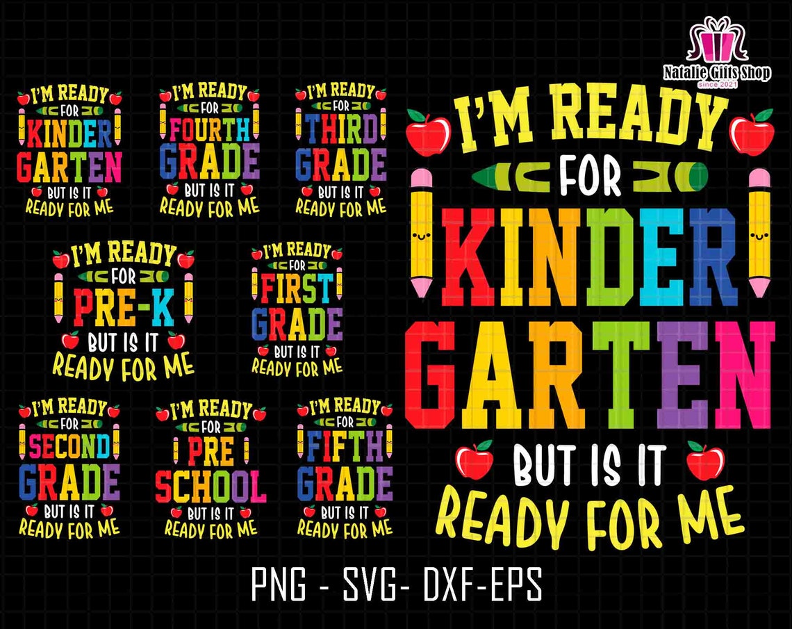 Back to School Svg Bundle, I'm Ready for Kindergarten, I'm Ready for ...