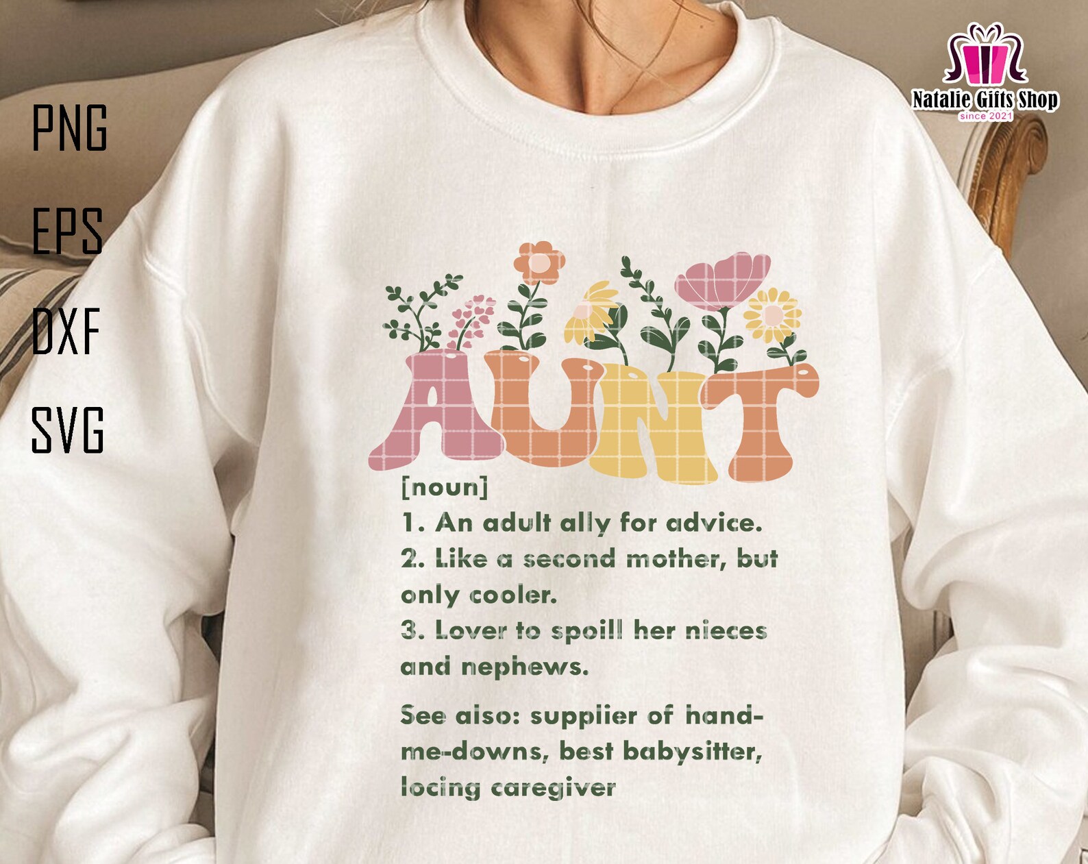 Aunt Svg, Aunt Flower Svg, Retro Aunt Svg, Aunt Definition Svg, Floral ...