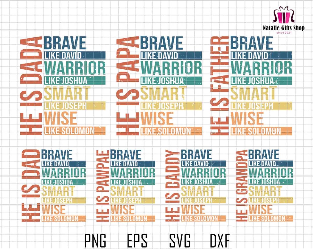 He is Dad Svg Bundle, He is Papa, Brave Like David Svg, Christian Dad ...