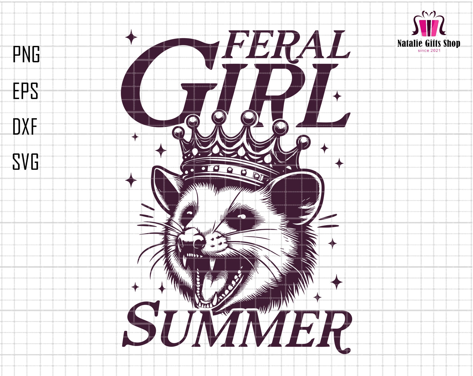 Feral Girl Summer Opossum Svg, Possum Svg, Sarcastic Quotes Svg, Possum ...