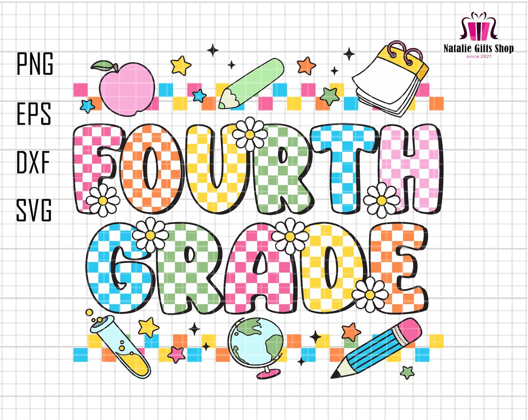 Fourth Grade Svg, Back to School Svg, Teacher Life Svg, Checkered Svg ...